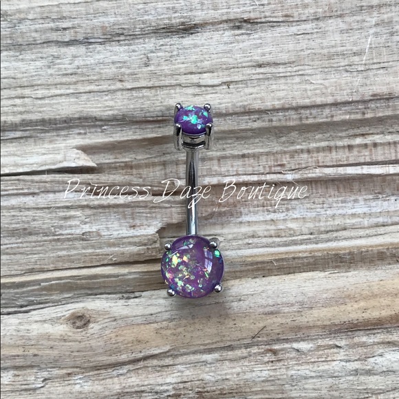 Jewelry | Purple Opal Prong Belly Button Ring | Poshmark